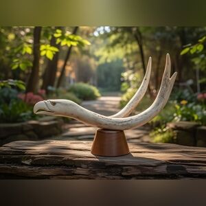 Stan Hill | Art | Vintage Stan Hill Sr Signed Antler Eagle Head Native ...